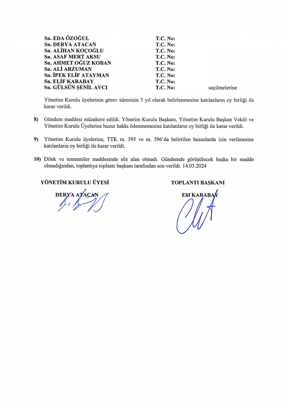 Olağan Genel Kurul Toplantı Tutanağı – İYA Danışmanlık AŞ